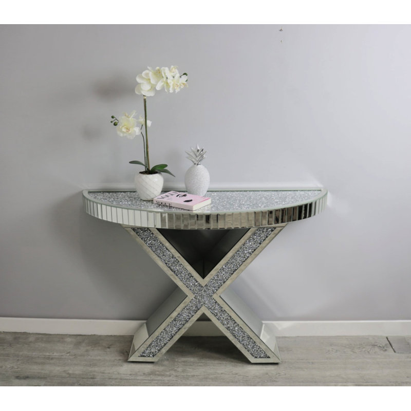 Crushed mirror console table store